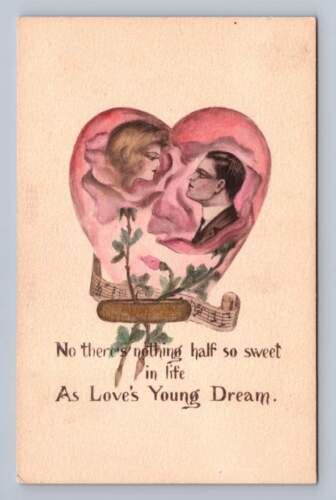 Rose Bud Couple Loves Young Dream Antique Cobb Shinn Fantasy Hand