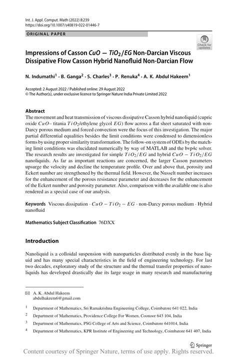 Impressions Of Casson Cuo Tio {2} Eg Non Darcian Viscous Dissipative Flow Casson Hybrid