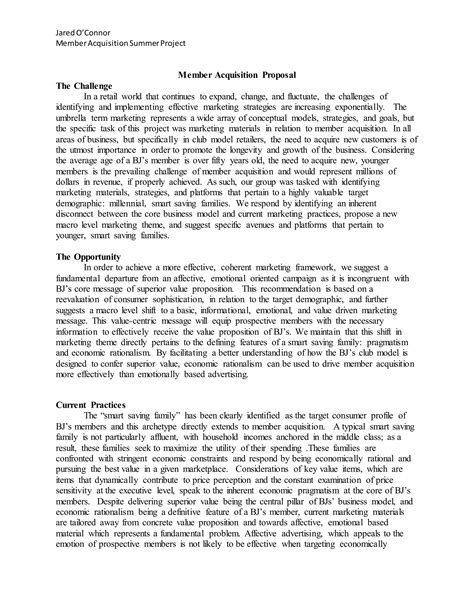 Member Acquisition Proposal Docx