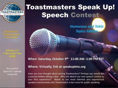Junyu Johnny Han On Linkedin Speak Up Toastmasters Club Is Hosting Humorous And Table Topics