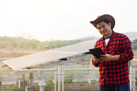 Concept Farmer Installed Photovoltaic For Use In Agriculture For Electricity Smart Farmer
