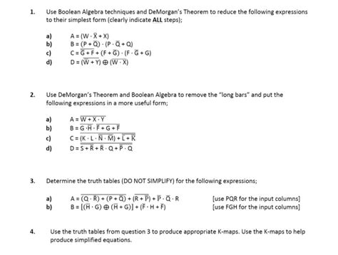 Solved 1 Use Boolean Algebra Techniques And De Morgans