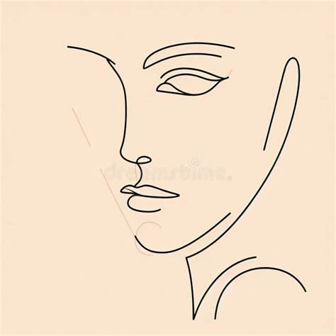 Minimalist Portrait A Human Face With Minimal Lines Capturing Th Stock Illustration