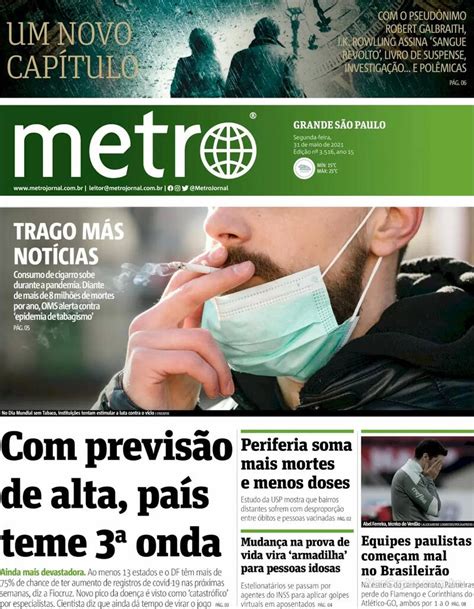 Capa Metro Jornal São Paulo Segunda31 De Maio De 2021
