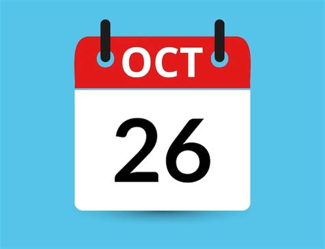 Premium Vector October 26 Flat Icon Calendar Isolated On Blue