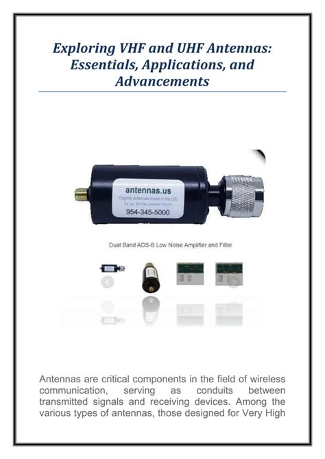 Exploring Vhf And Uhf Antennas Essentials Applications And Advancements Pdf Free Download