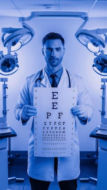 Premium Photo Male Ophthalmologist With Eye Chart