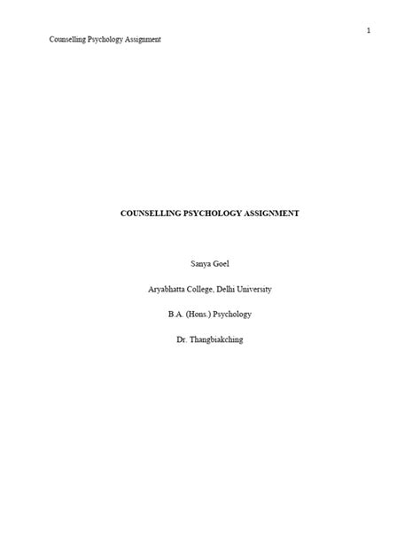 Counselling Assignment Pdf Counseling Psychology Psychology