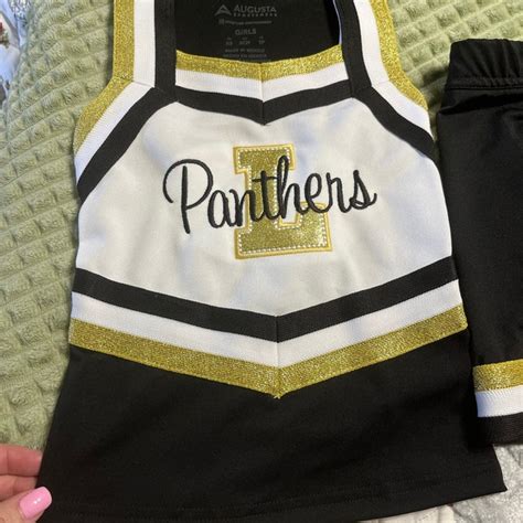Gold And Black Cheer Uniform Customized Cheerleading Uniform Girls