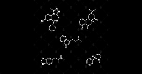 Xanax Lsd Dmt Mdma Nicotine Chemical Structure Molecules Xanax