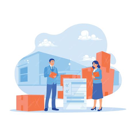 Premium Vector The Warehouse Manager Signs The Bill Of Lading After