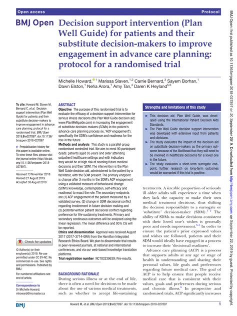 Pdf Decision Support Intervention Plan Well Guide For Patients And