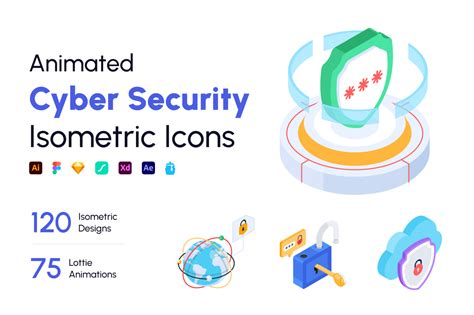 Animated Cyber Security Icons On Yellow Images Creative Store 127028