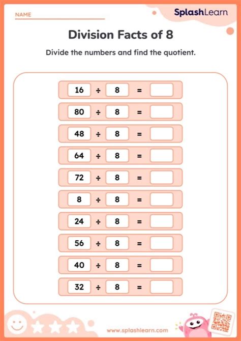 Division By 8 — Printable Math Worksheet Worksheets Library