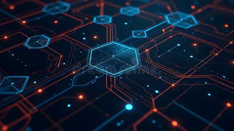 Futuristic Network Visualization With Hexagonal Shapes And Glowing Connections Symbolizing Data