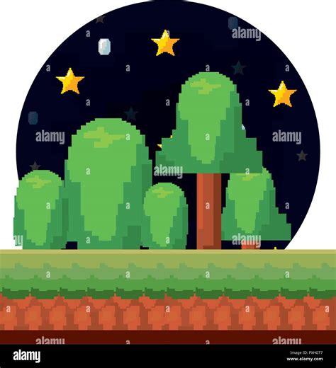 Screen Level Video Game Pixel Vector Illustration Stock Vector Image Art Alamy