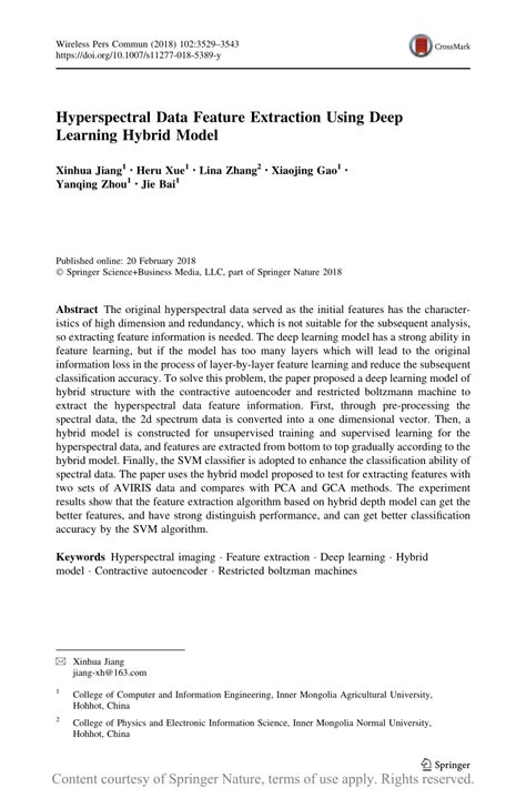 Hyperspectral Data Feature Extraction Using Deep Learning Hybrid Model