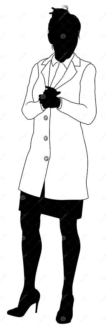 Female Scientist Engineer Woman Silhouette Person Stock Vector