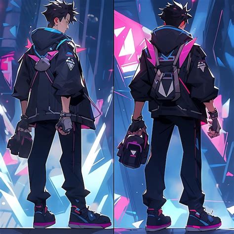 Premium Ai Image Hand Drawn Male Short Punk Inspired Outfit With