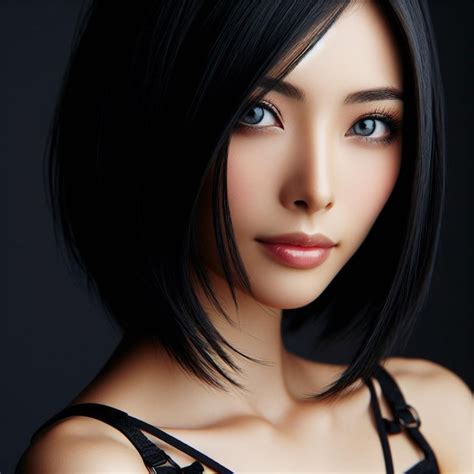 Premium Photo A Woman With A Black Hair And A Black Shirt Has A Black