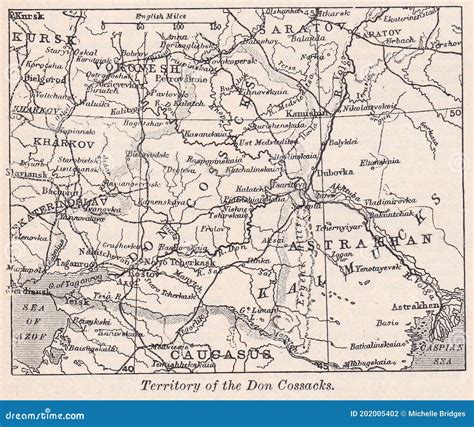 Vintage Map Of The Territory Of The Don Cossacks 1900s Editorial