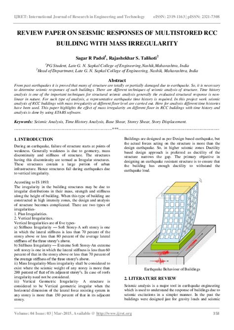 Pdf Review Paper On Seismic Responses Of Multistored Rcc Building