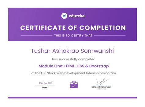 Tushar Somwanshi On Linkedin Html Css Bootstrap Edurekacertified