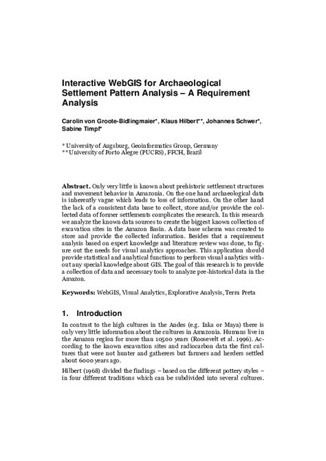 Pdf Interactive Webgis For Archaeological Settlement Pattern Analysis A Requirement Analysis
