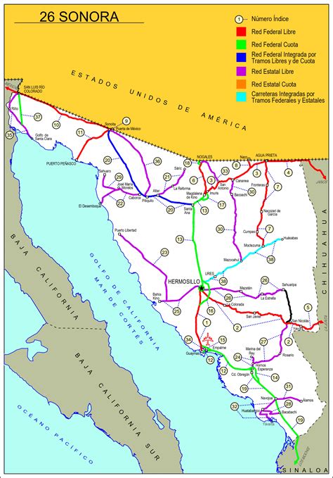 Explore Mexico Free Hermosillo Road Map For Tourists