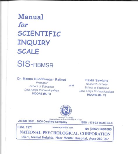 Pdf Scientific Inquiry Scale