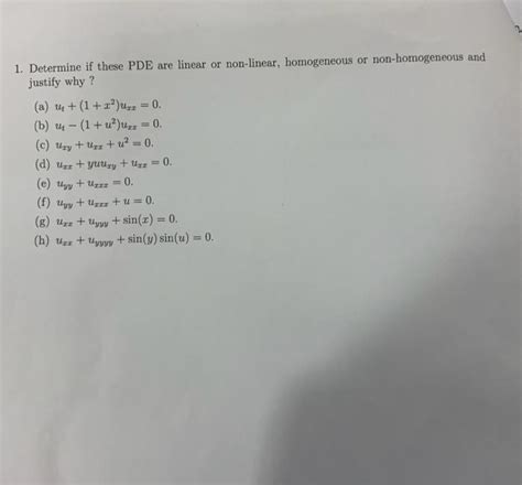 Solved Determine If These PDE Are Linear Or Non Linear Chegg
