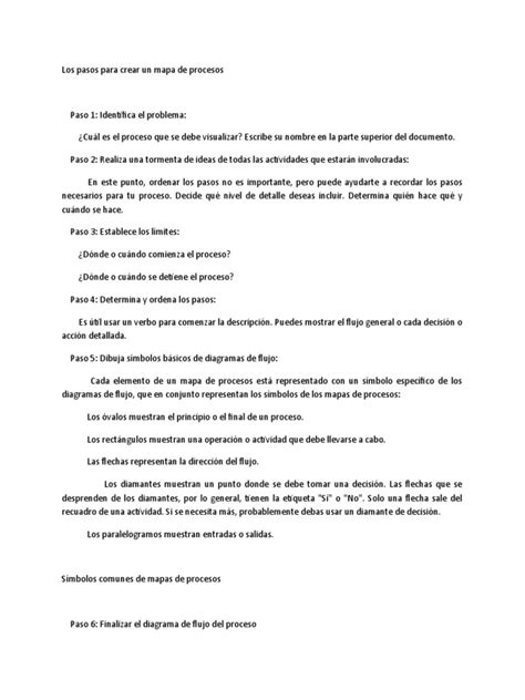 Los Pasos Para Crear Un Mapa De Procesos Pdf Informática