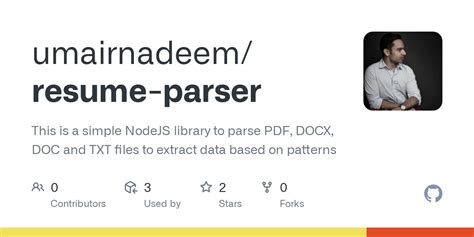 GitHub Umairnadeem Resume Parser This Is A Simple NodeJS Library To Parse PDF DOCX DOC And