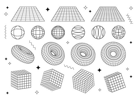 Premium Vector Set Of Black Line Graphic Elements Polygonal Models Of Geometric Forms