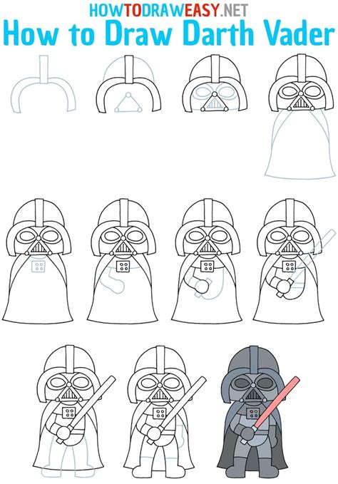 How To Draw Darth Vader Step By Step Star Wars Characters Drawings