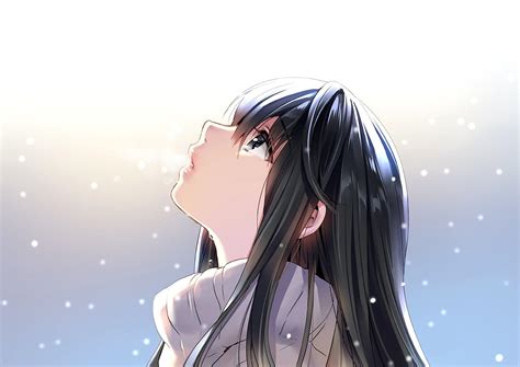 Anime Girl With Long Black Hair Wallpaper