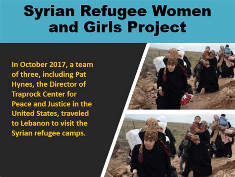 Syrian Women Refugees Project Traprock Center For Peace And Justice