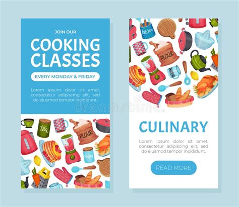 Cooking Class And Kitchen Utensil Banner Design Vector Template Stock Vector Illustration Of