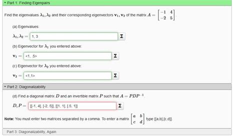 Solved Part 1 Finding Eigenpairs Find The Eigenvalues 11