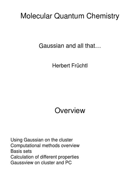 Gaussian Pdf Pdf Density Functional Theory Computational Chemistry