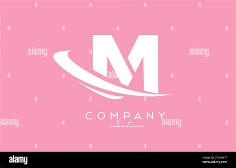 Pink White M Alphabet Letter Logo Icon With Swoosh Creative Template