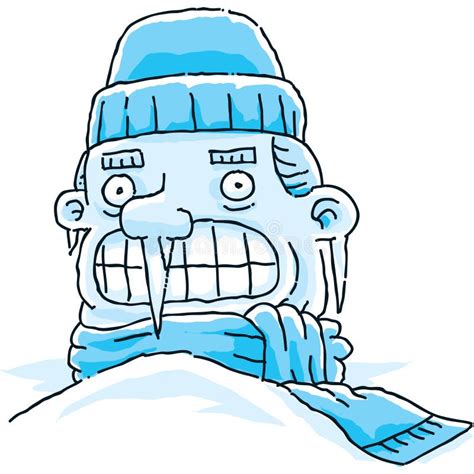 Freeze Person Cartoon Cartoon Thermometer Character Greeting Saying