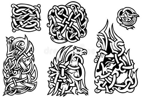 Flash De Tatuagem Celta Knot Conjunto De Rótulos E Elementos Tatuagem De Modelo De Ilustração