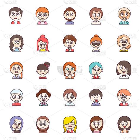 人类角色扁平图标包素材 花瓣网