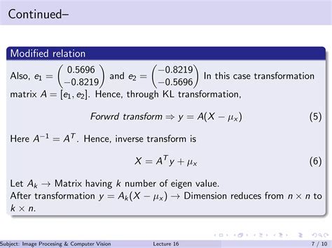 Lecture 16 Kl Transform In Image Processing Pdf