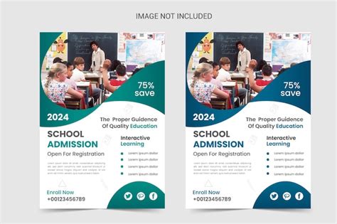 터 학교 입학 플라이어 템플릿 디자인 2024 프리미엄 벡터