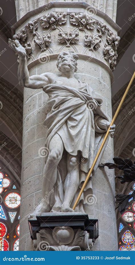 Brussels Statue Of St Thomas The Apostle By Jeroom Duquesnoy De Jonge 1634 In Baroque Style