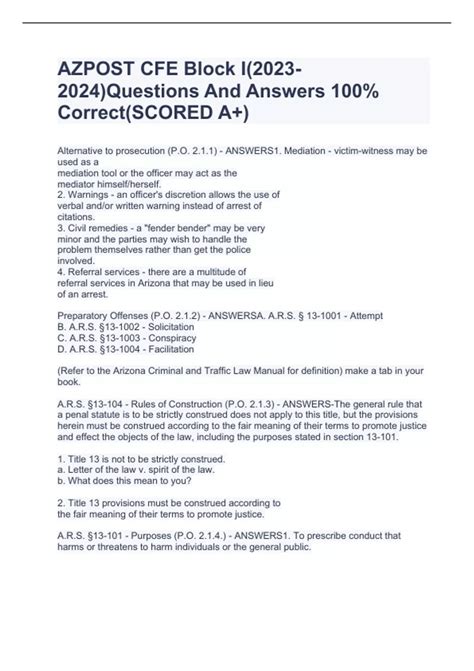 Azpost Cfe Block Iquestions And Answers 100 Correctscored A Azpost Stuvia Us