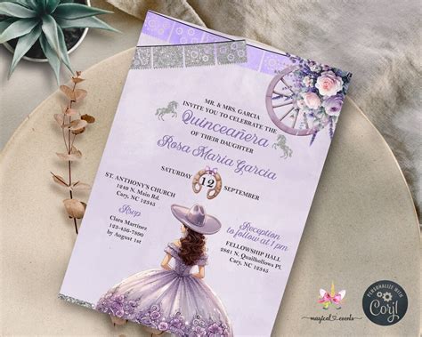 Sweet 16 Quinceañera Invitation Cowgirl Charra Mis Quince Purple
