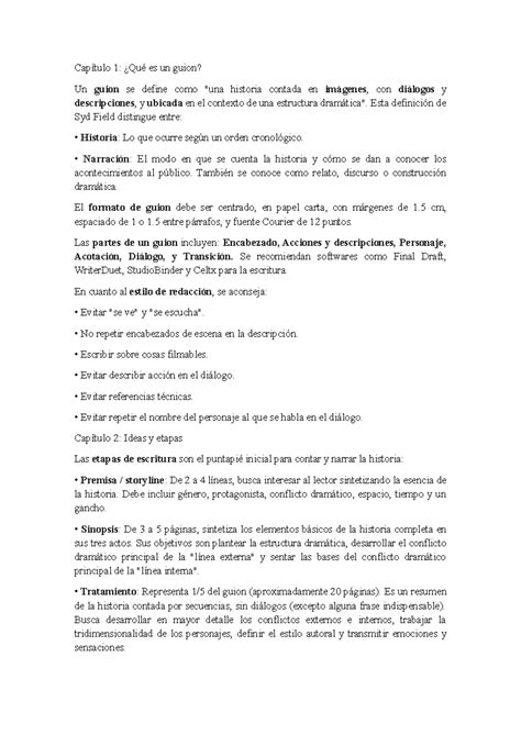 Guion Resumen Estructura Personajes Y Conflictos En Narrativa